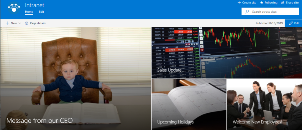 Exemples de sites SharePoint construits avec des fonctionnalités out of ... Exemples de sites SharePoint construits avec des fonctionnalités out of ...