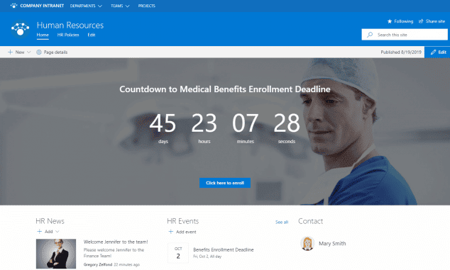 How to create an amazing Human Resources site in SharePoint ...