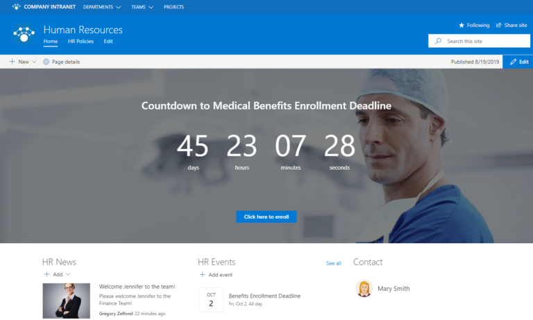 Exemples de sites SharePoint construits avec des fonctionnalités out of ... Exemples de sites SharePoint construits avec des fonctionnalités out of ...