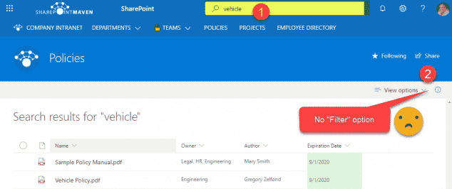 How To Combine Filtered And Keyword Search In A Sharepoint Document Library Sharepoint Maven