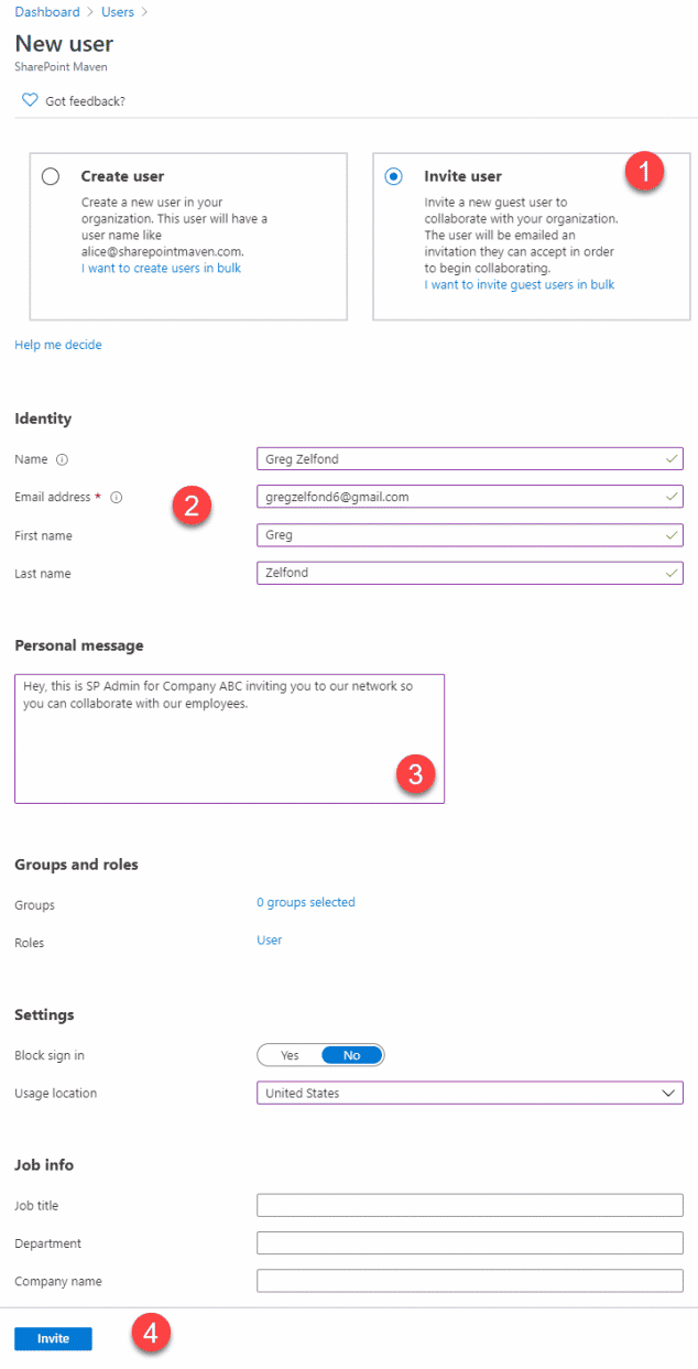 How to invite external users via Azure AD | SharePoint Maven