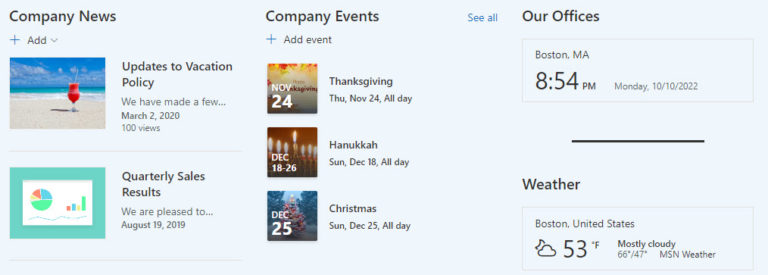 SharePoint Intranet Examples available out of the box | SharePoint Maven