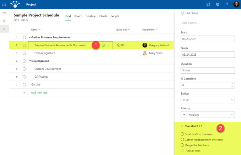 Subtasks vs. Checklist in Project for the Web | SharePoint Maven