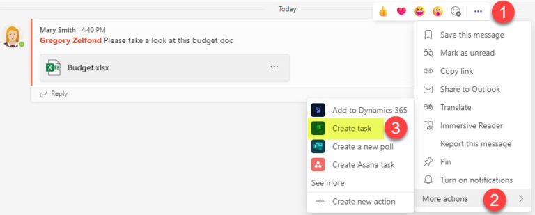 How to Create a Task From a Teams Conversation | SharePoint Maven