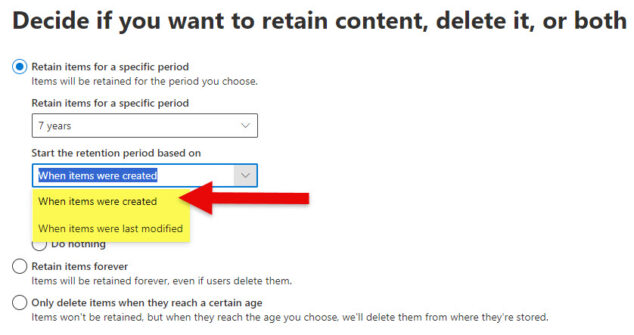 4 Options that define the Start the Retention Period | SharePoint Maven