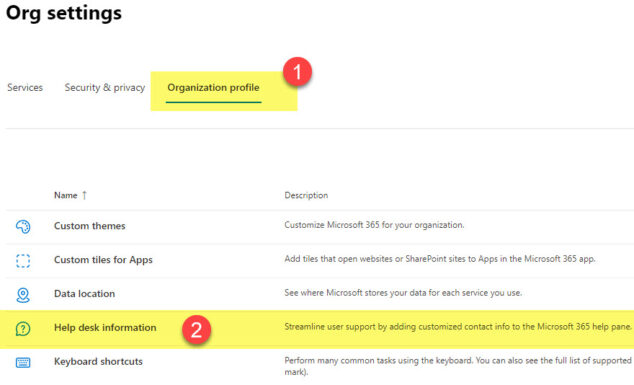 How to add IT Help Desk contact information to the Microsoft 365 ...