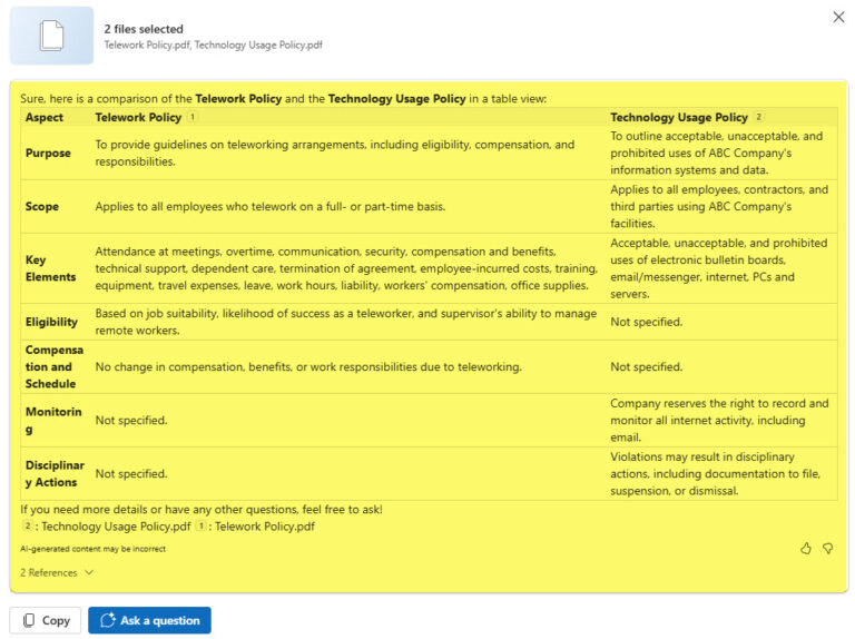 How to compare files in SharePoint or OneDrive using Copilot ...