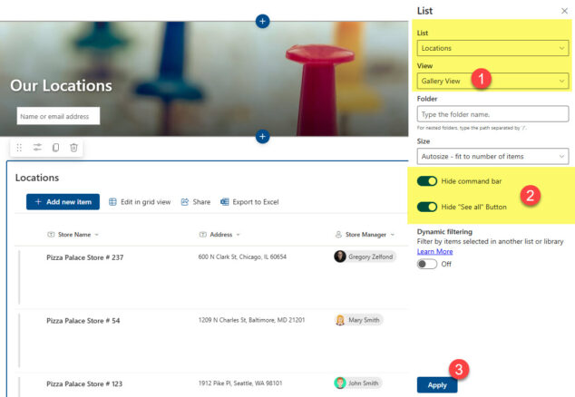 How to display Office Locations using Gallery View on a SharePoint List ...